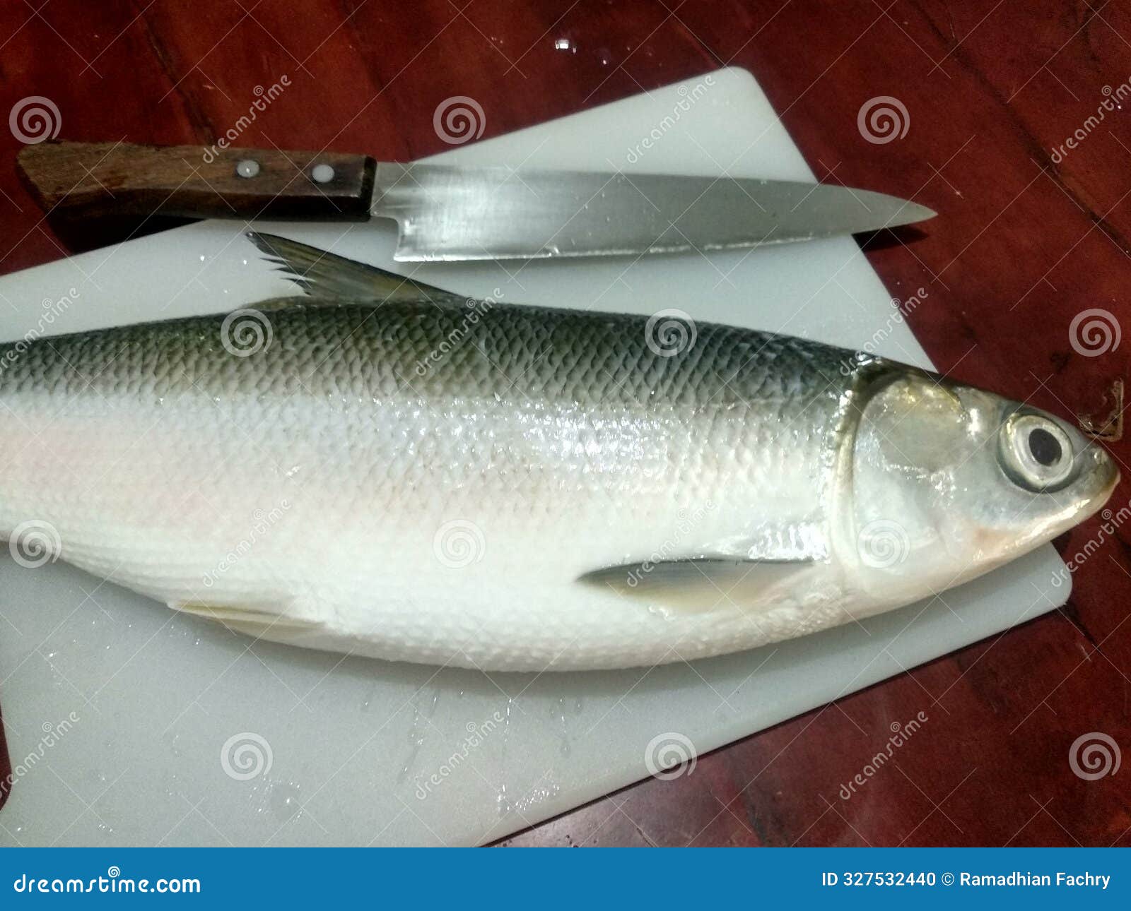 A Kitchen Knife for Cutting Milk Fish Stock Photo - Image of cutting ...
