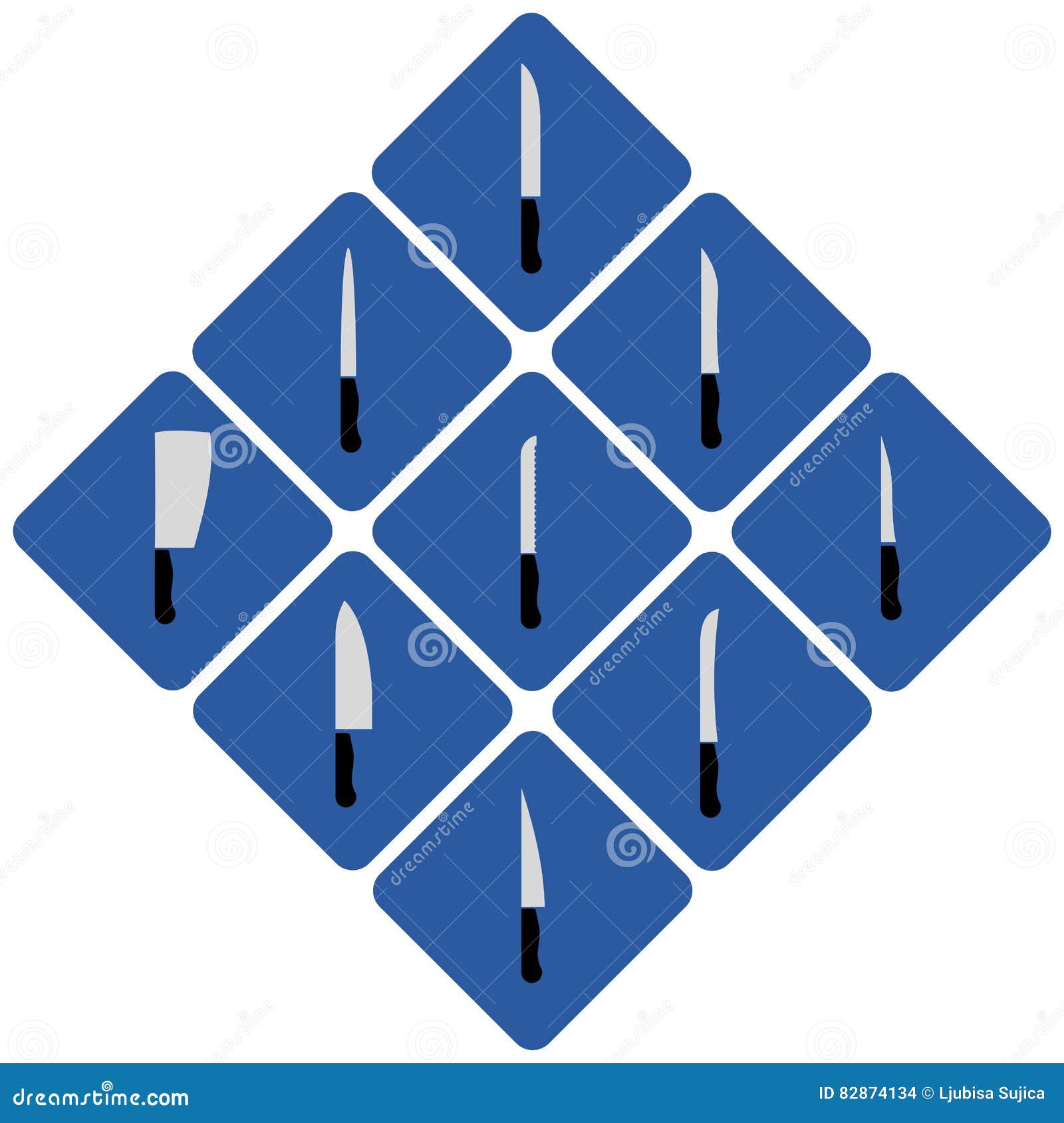 Kitchen knife icons set stock illustration. Illustration of metal ...