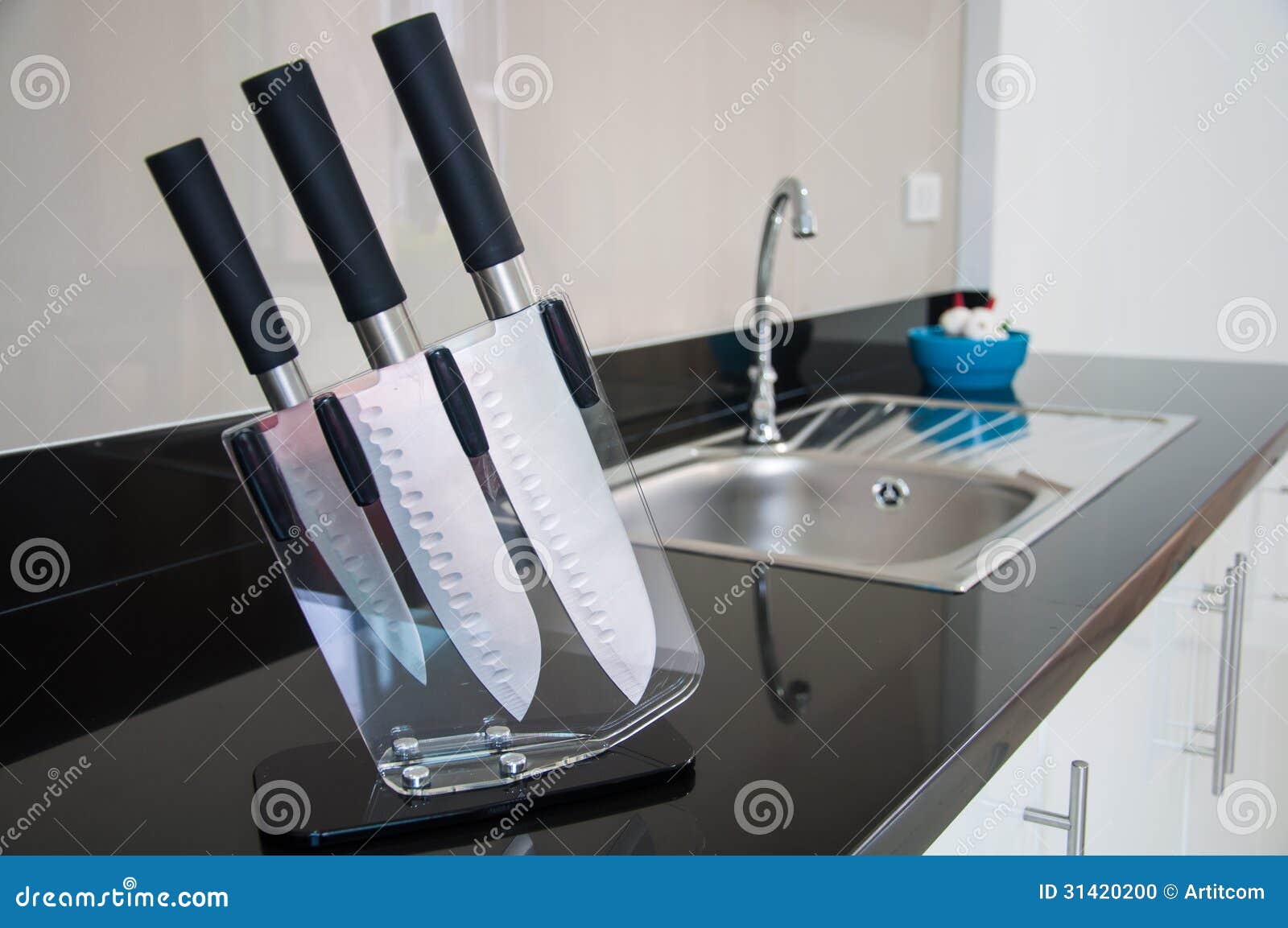 Kitchen knife. stock photo. Image of blue, comfortable - 31420200