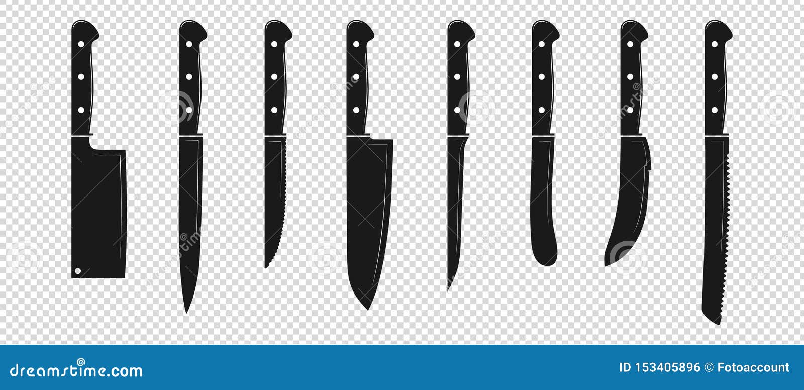 Kitchen Knife Set - Vector Illustration - Isolated on Transparent ...