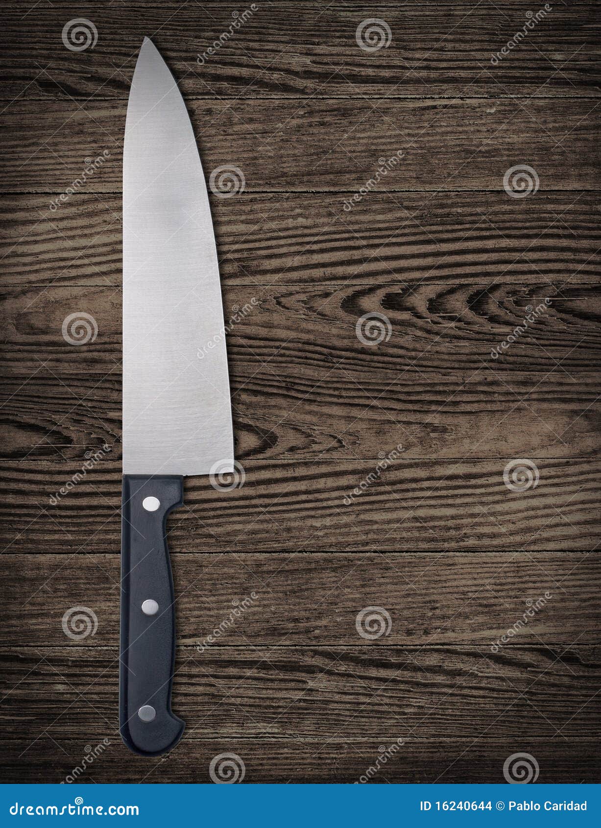 Kitchen Knife on Wooden Table. Stock Photo - Image of brown, copy: 16240644