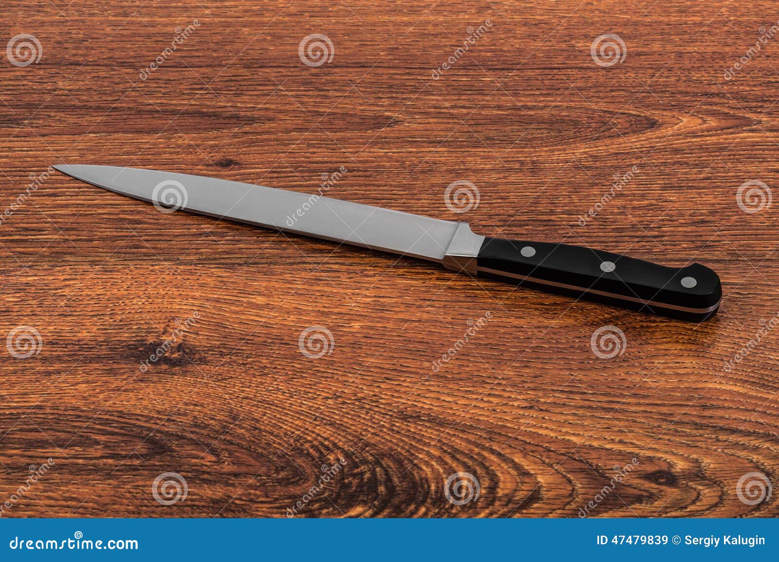 Kitchen Knife on a Wooden Table Stock Image - Image of cutting, blade ...
