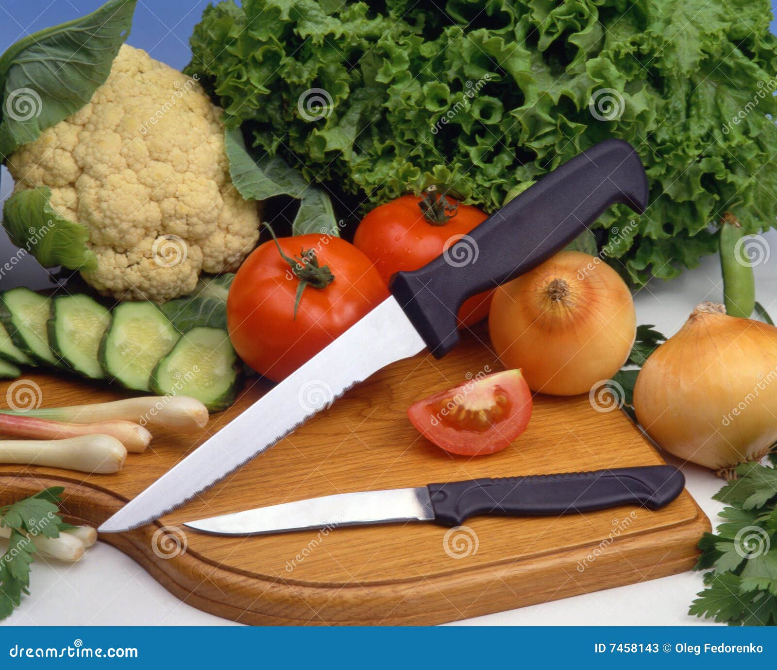 Kitchen Knifes with Fresh Vegetables Stock Image - Image of cauliflower ...