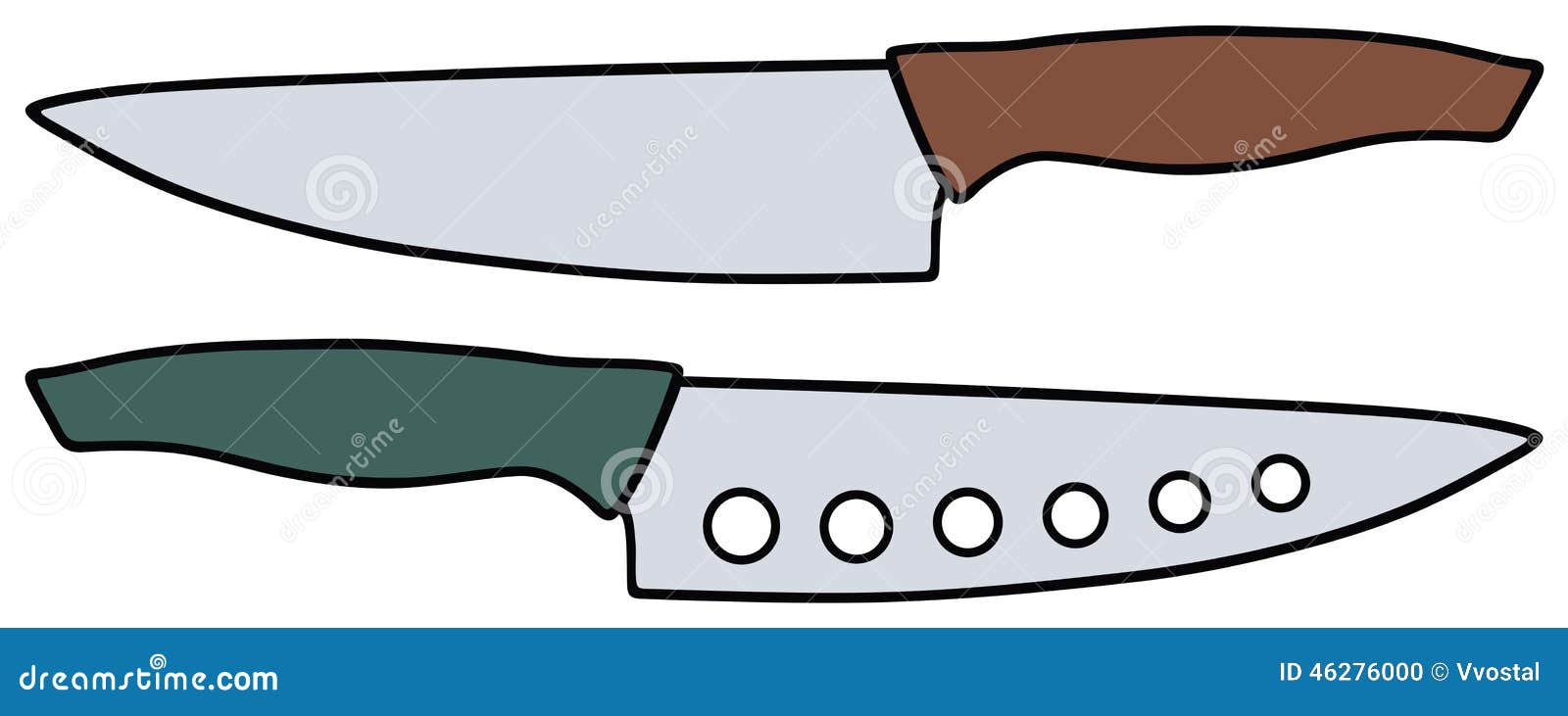 Set Of Kitchen Knives Clipart Vector Illustration. Knife With Plastic ...