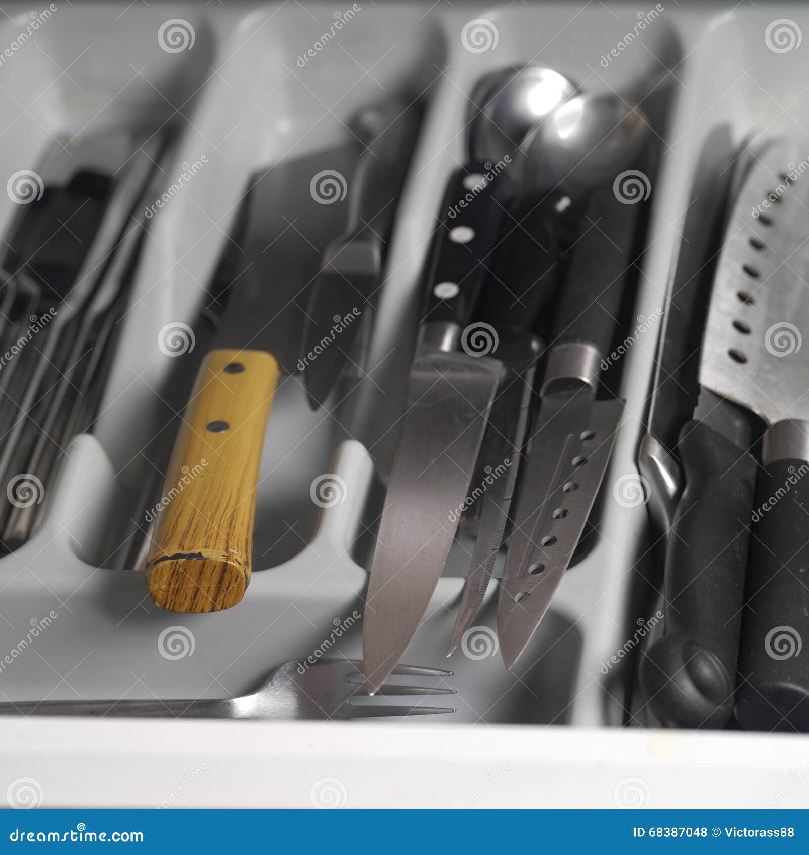 Kitchen Knives and Silverware Stock Photo - Image of square, setting ...
