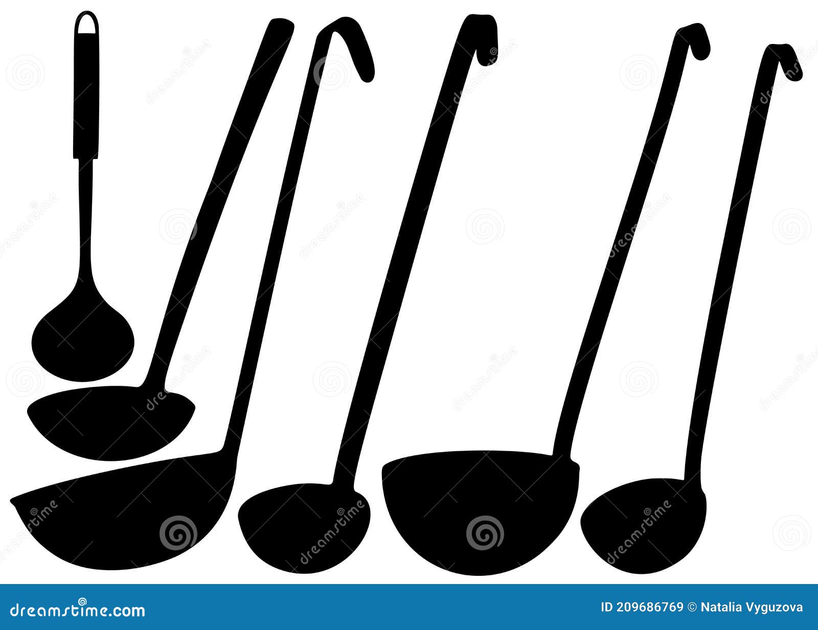 Kitchen Ladles with a Long Handle in a Set Stock Vector - Illustration ...