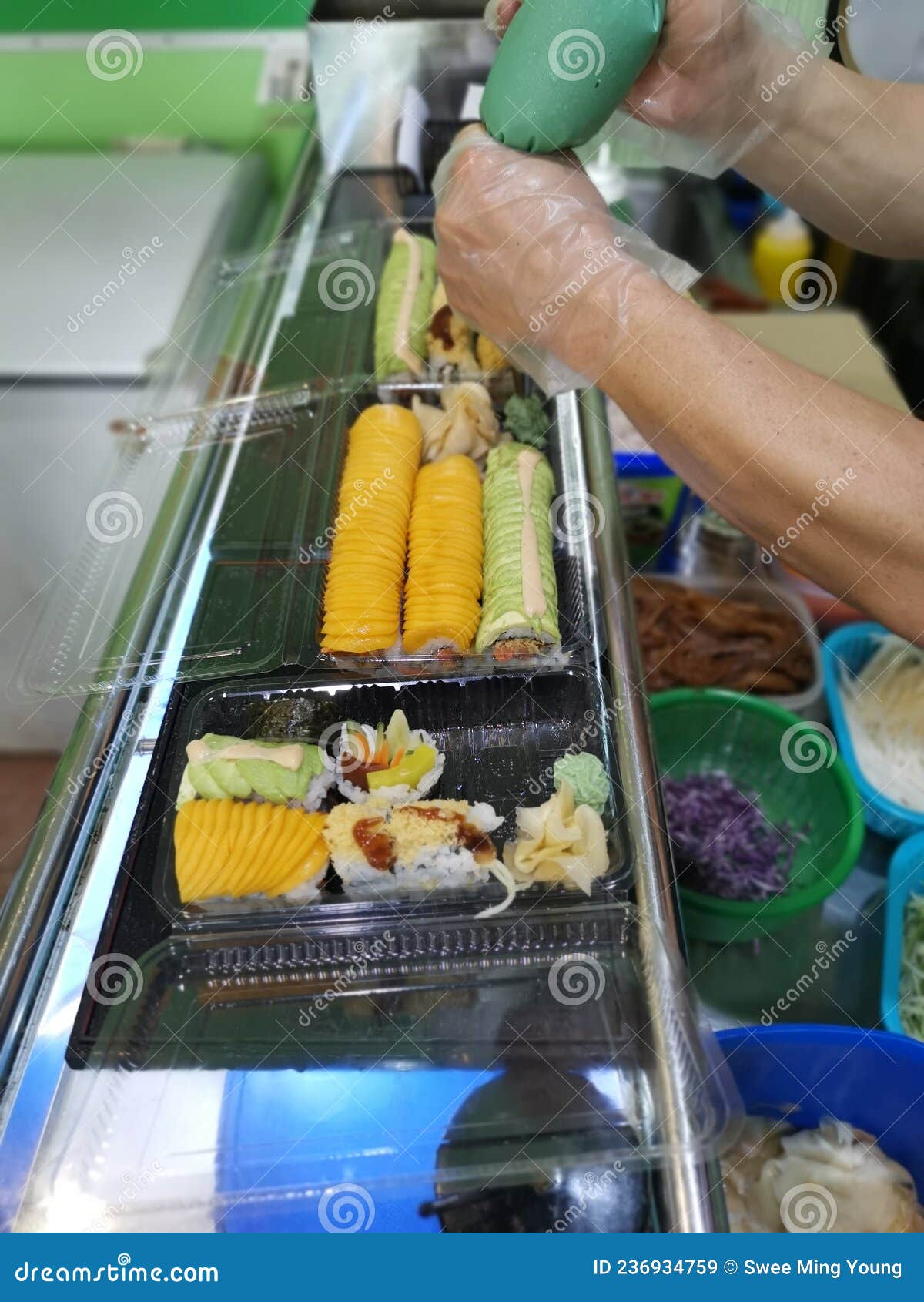 Kitchen Layout of the Sushi Preparation Table Stock Image - Image of ...