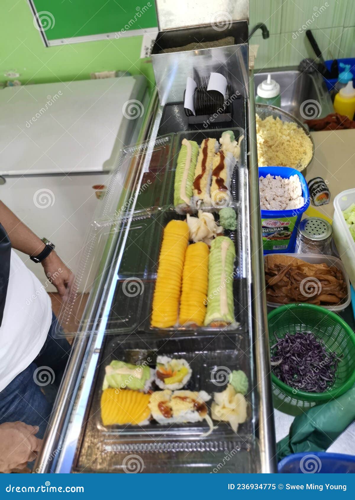 Kitchen Layout of the Sushi Preparation Table Stock Image - Image of ...