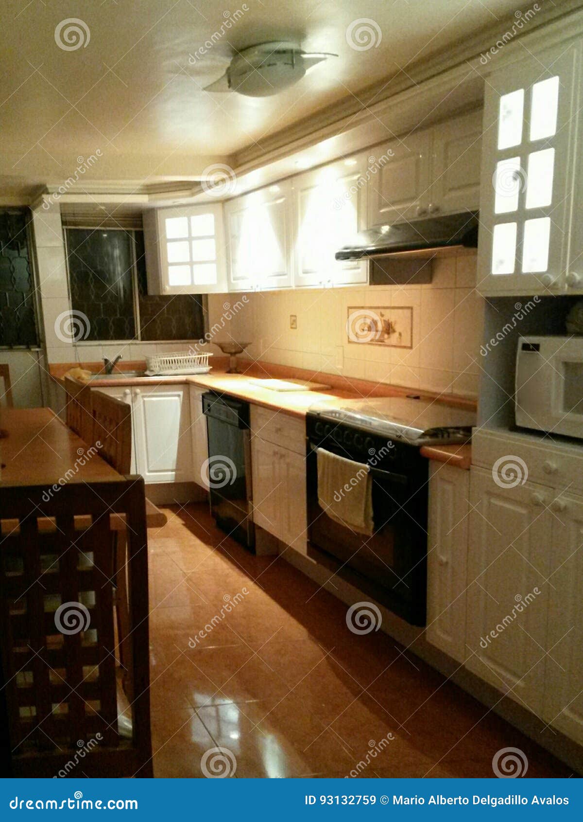 Kitchen lighting at night stock image. Image of integral - 93132759