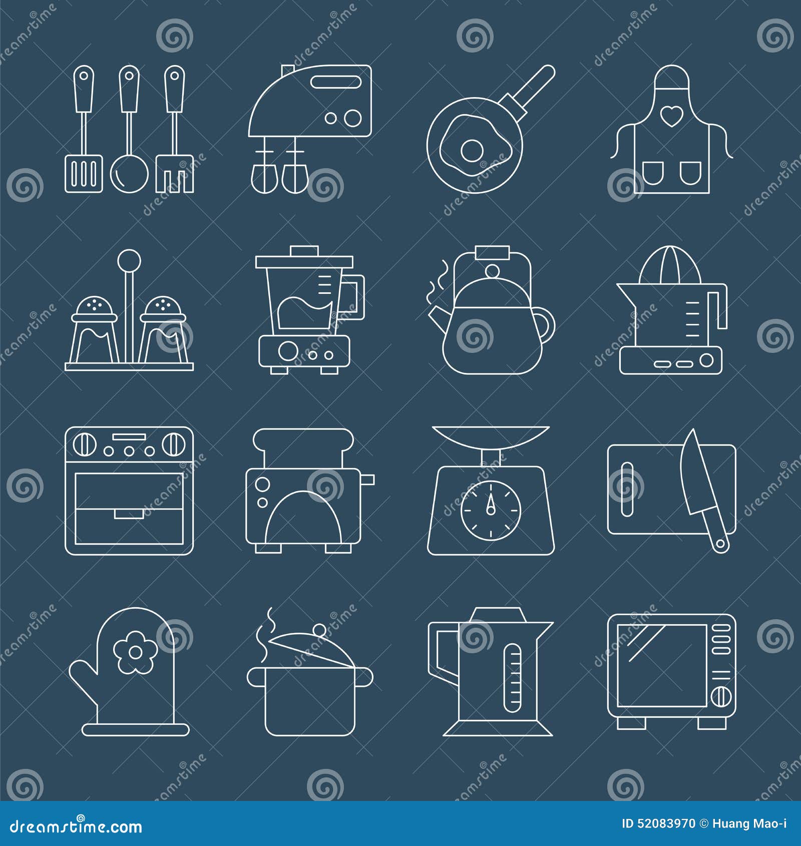 Kitchen Line Icon Set, Cooking Symbols Collection, Vector Sketches ...