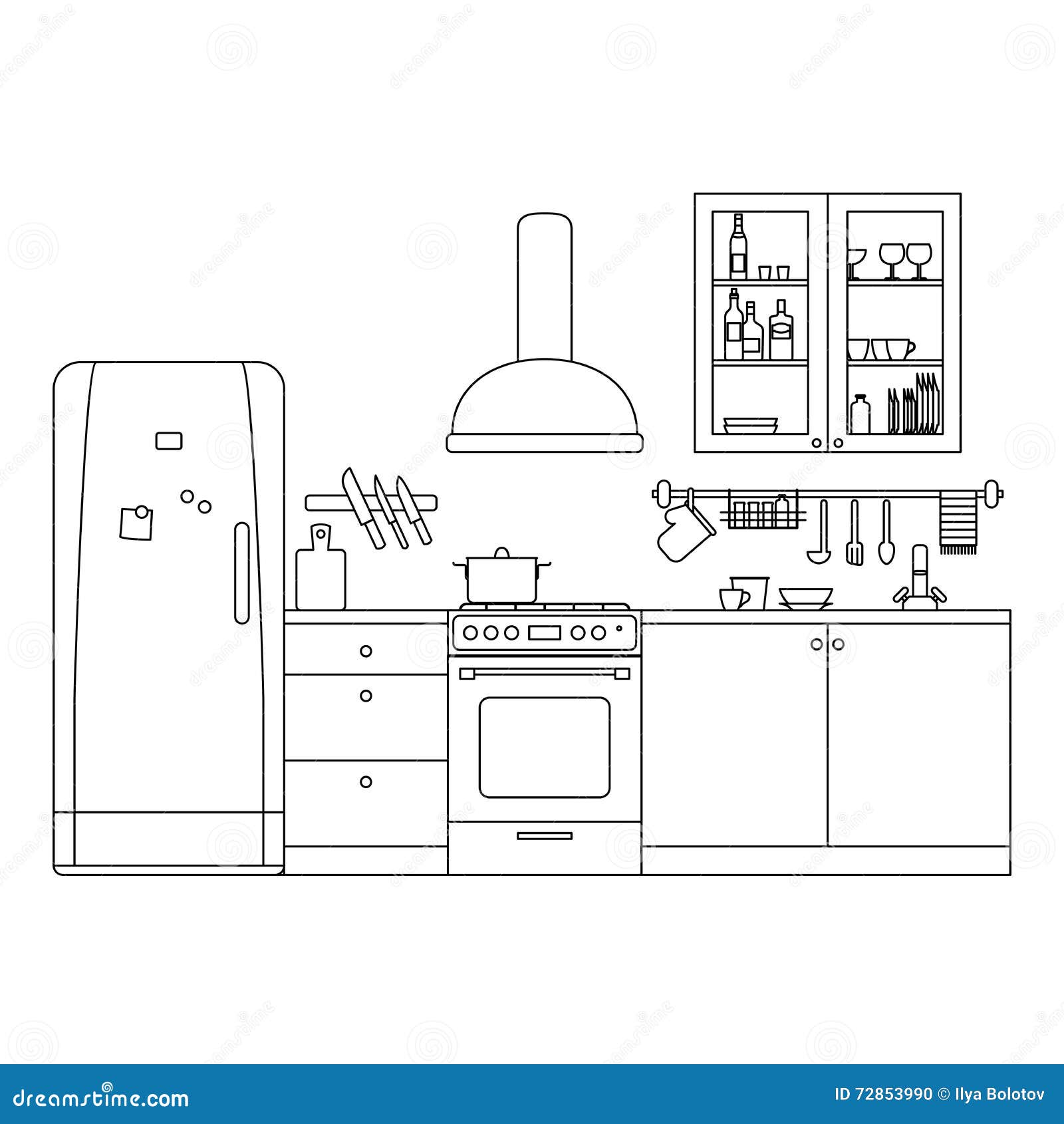 Kitchen Line Icon Set, Cooking Symbols Collection, Vector Sketches ...