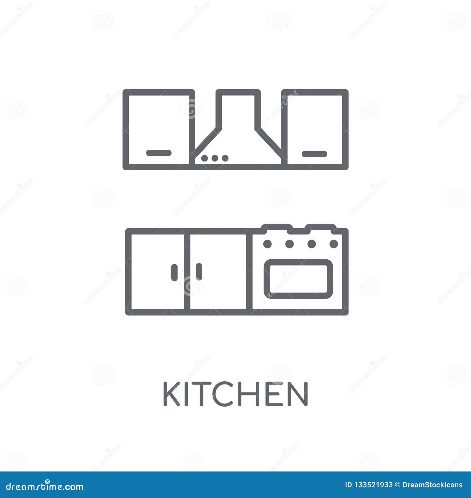 Kitchen Linear Icon. Modern Outline Kitchen Logo Concept on Whit Stock ...
