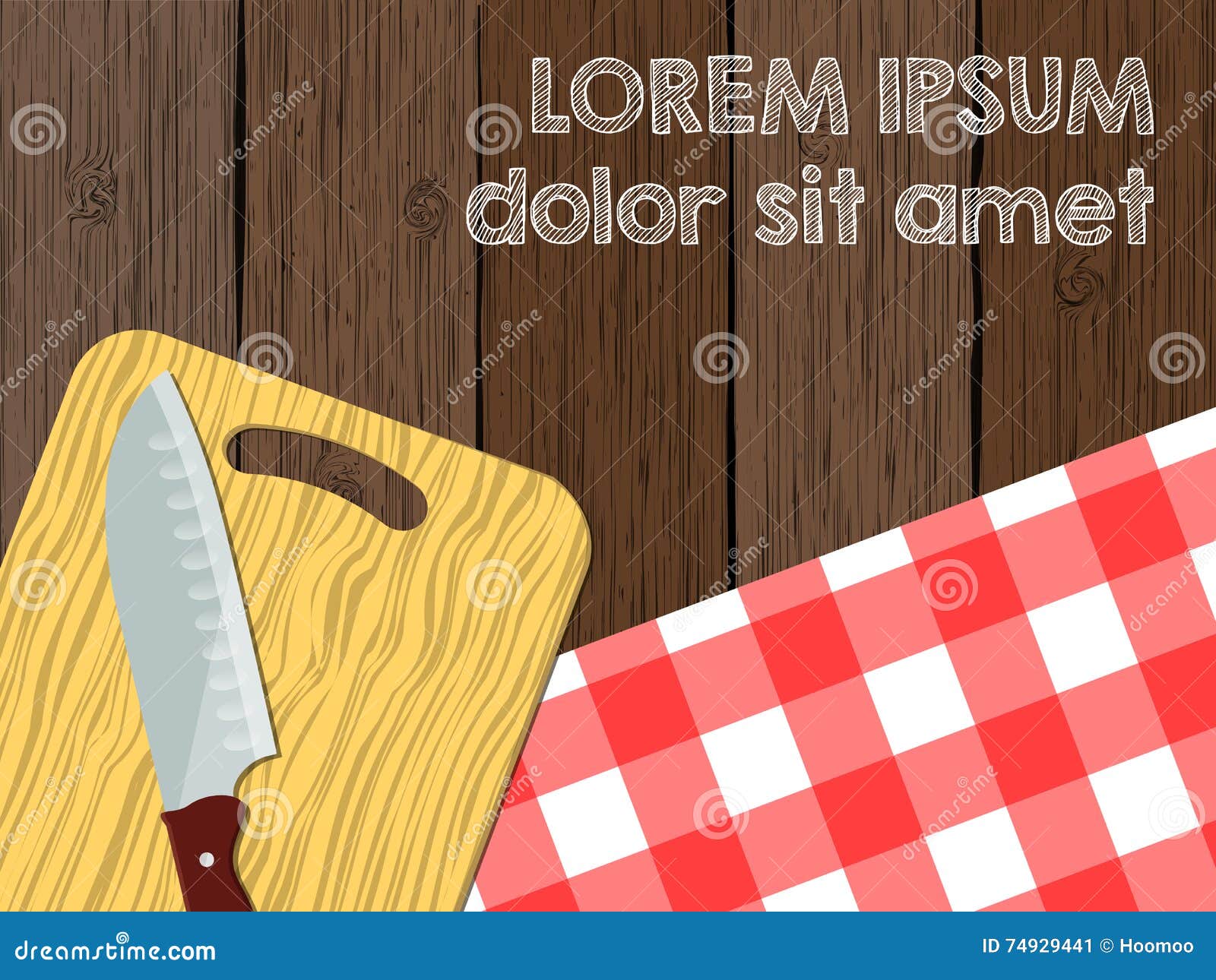 Kitchen Logo Blank, Knife on Cutting Board the Wooden Table with ...