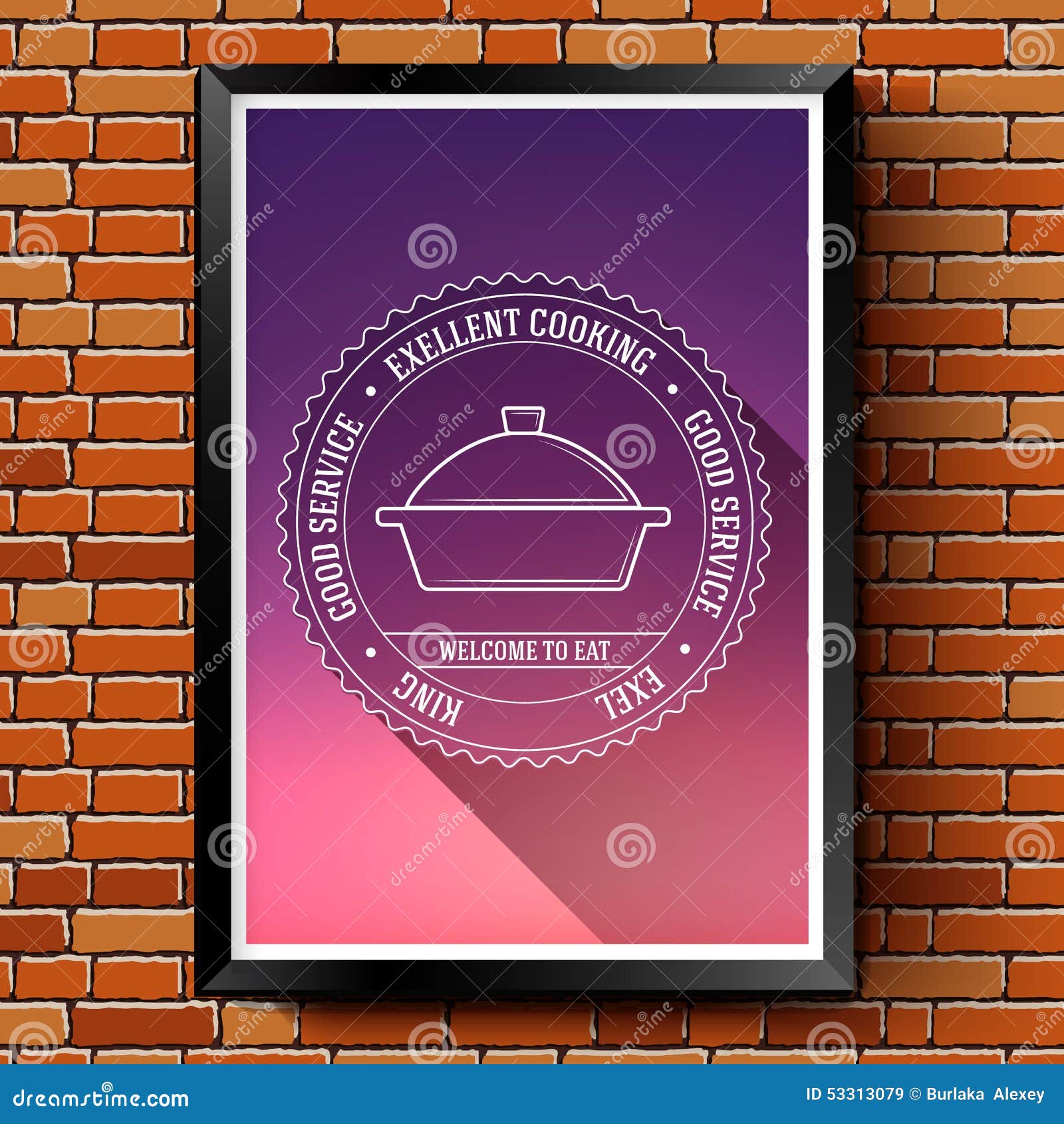 Kitchen Logo or Label Template with Blurred Stock Vector - Illustration ...