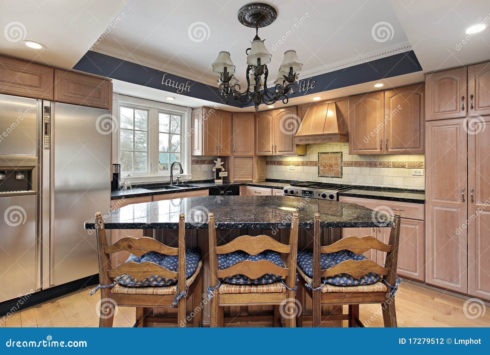 Kitchen with Marble Counter Tops Stock Photo - Image of dwelling ...