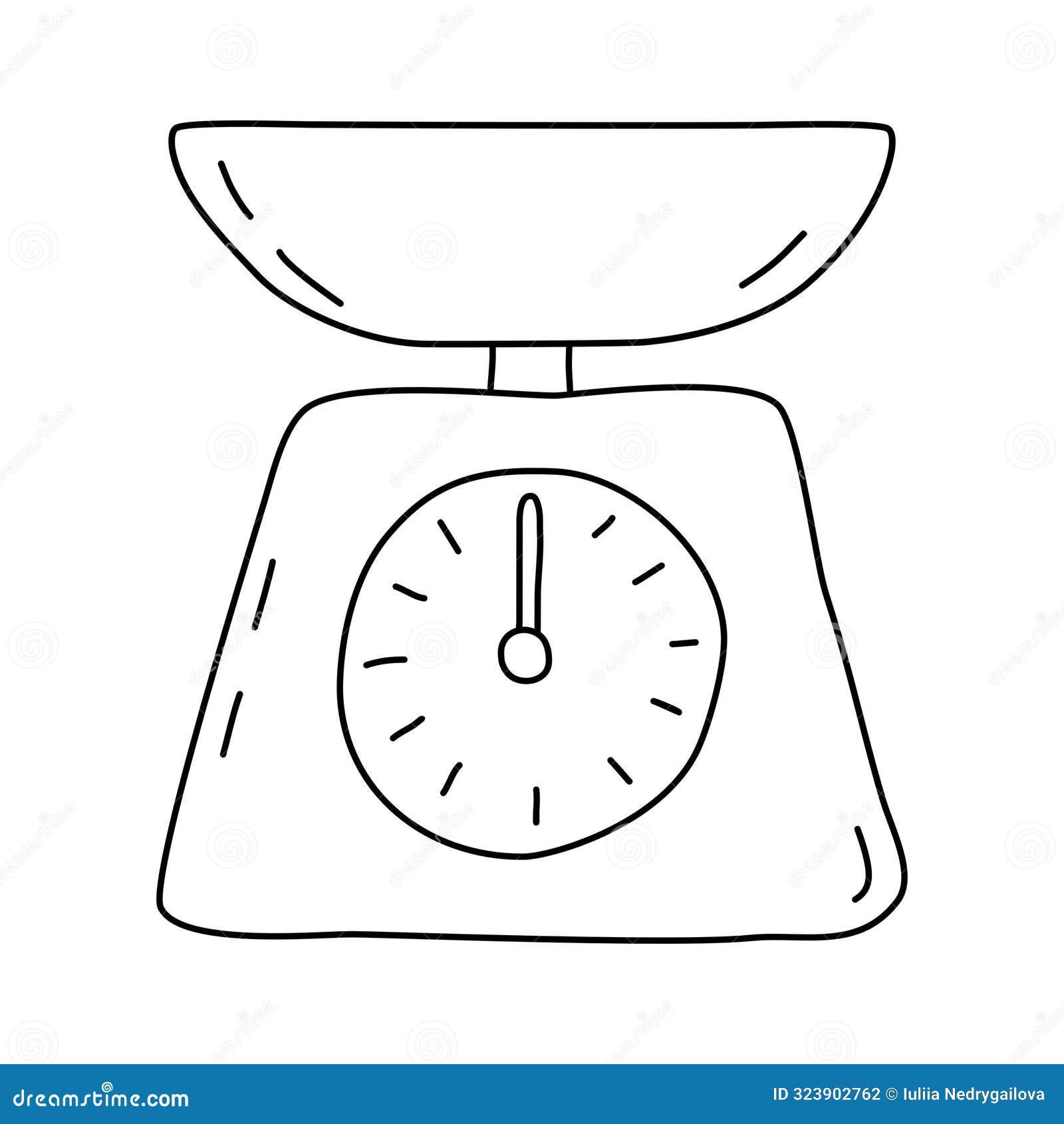 Kitchen Mechanical Dial Scale With A Bowl, Doodle Style Flat Vector ...
