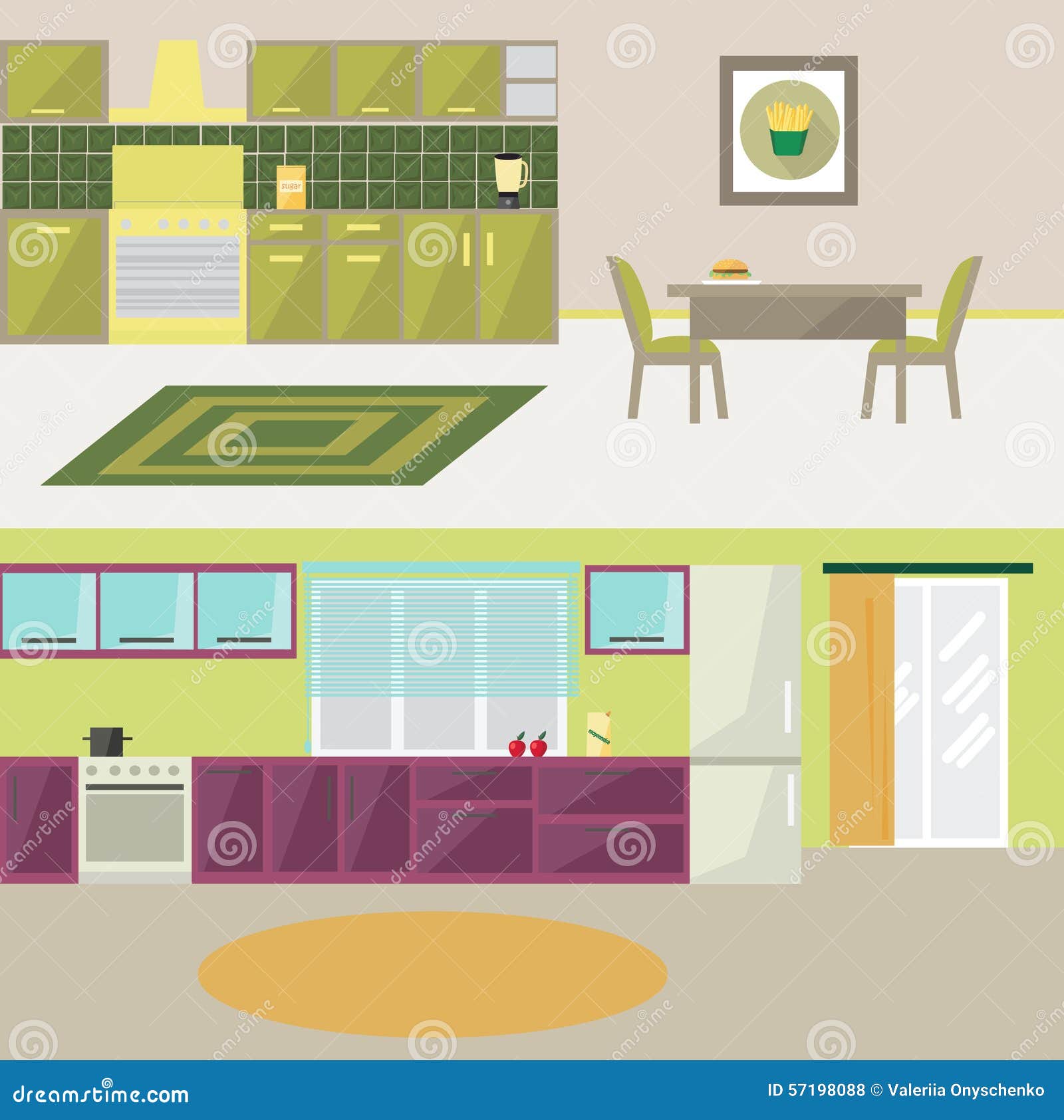Kitchen modern flat design stock vector. Illustration of lifestyles ...