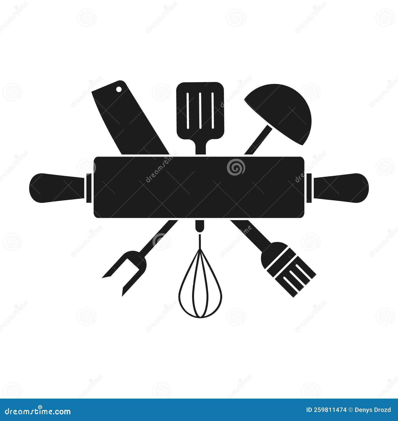 Kitchen Monogram Icon Vector Set. Kitchen Split Frame Illustration ...