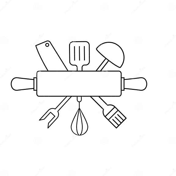 Kitchen Monogram Icon Vector Set. Kitchen Split Frame Illustration ...