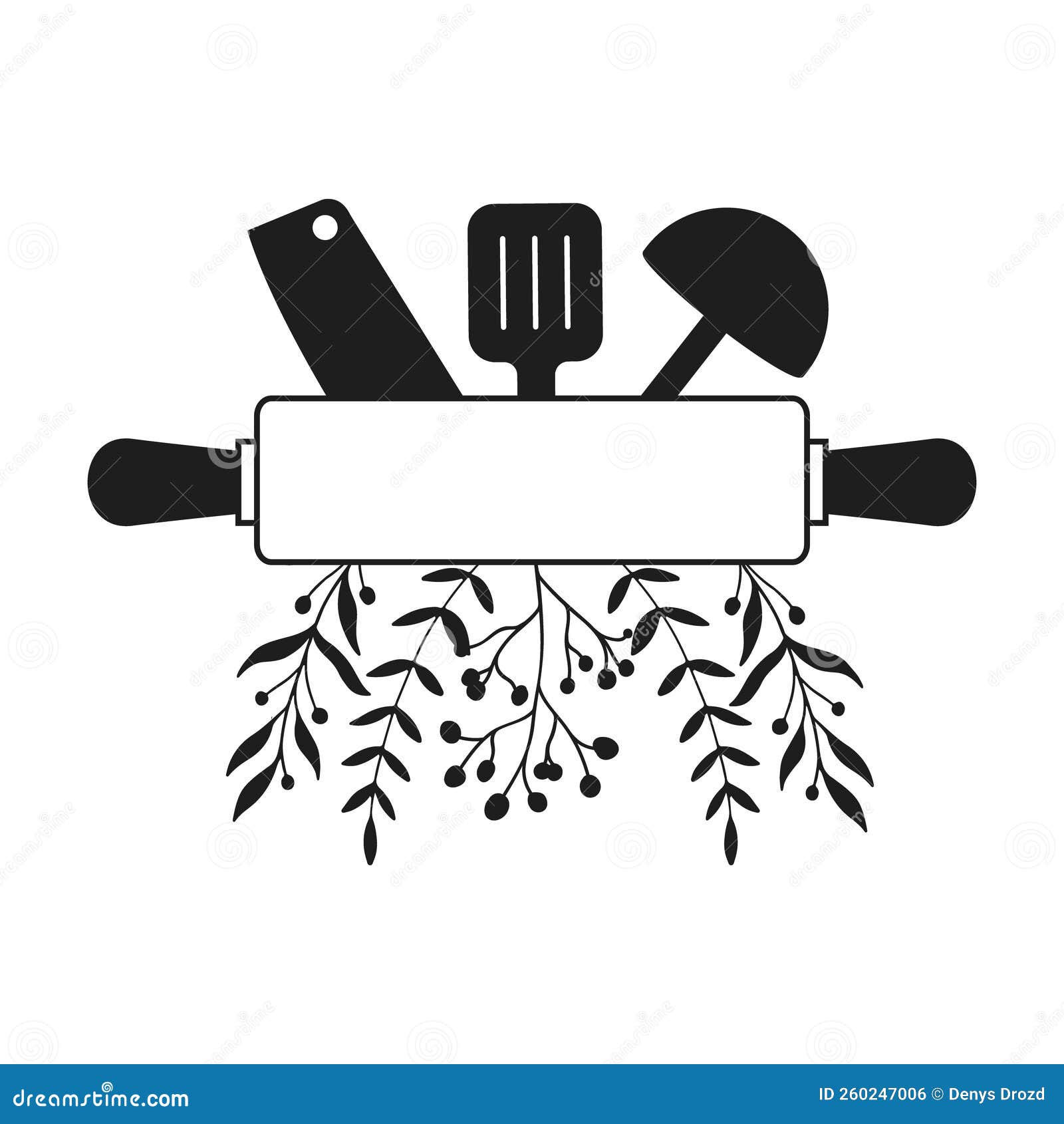 Kitchen Monogram Icon Vector Set. Kitchen Split Frame Illustration ...