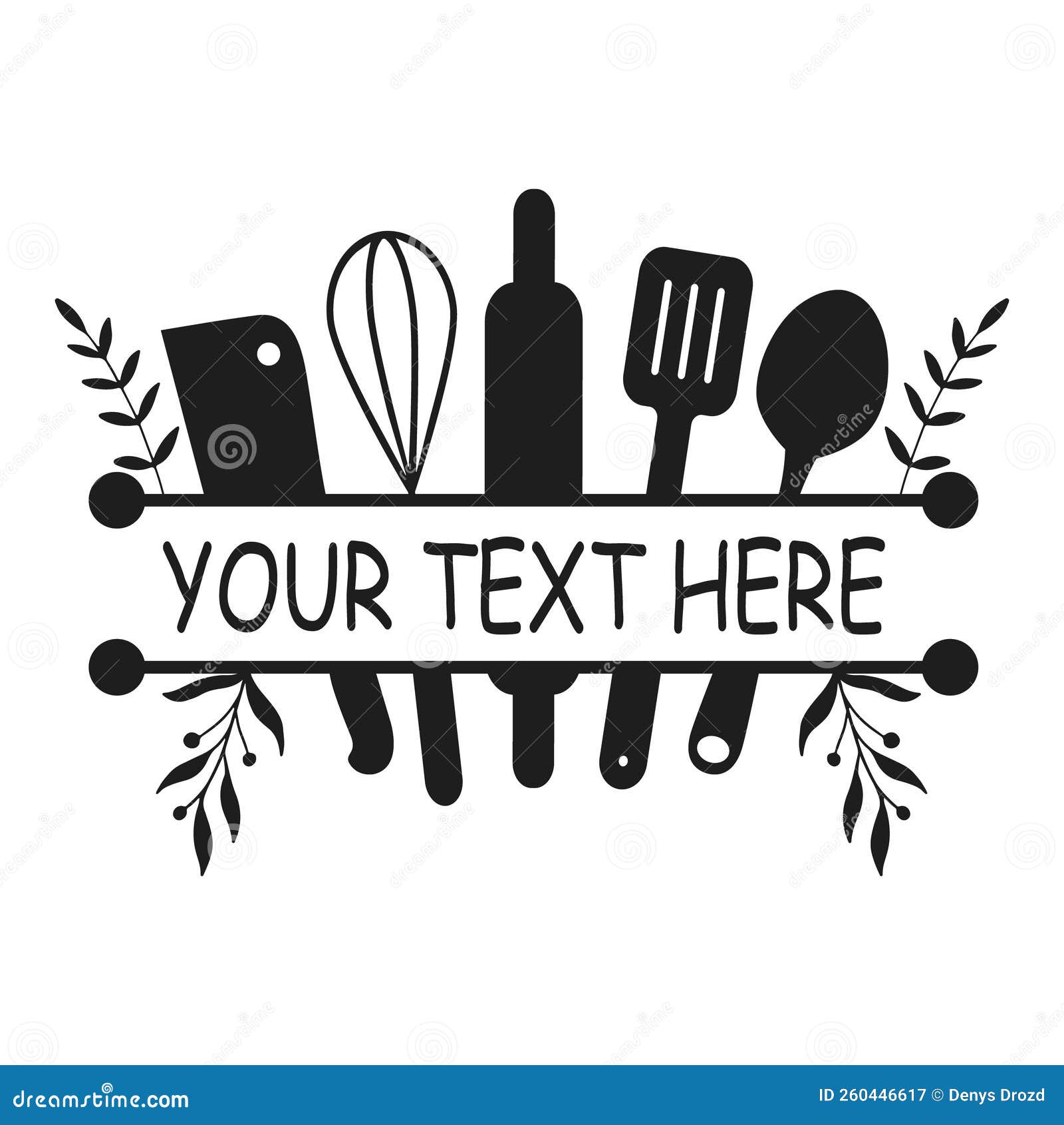 Kitchen Monogram Icon Vector Set. Kitchen Split Frame Illustration ...