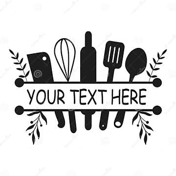 Kitchen Monogram Icon Vector Set. Kitchen Split Frame Illustration ...