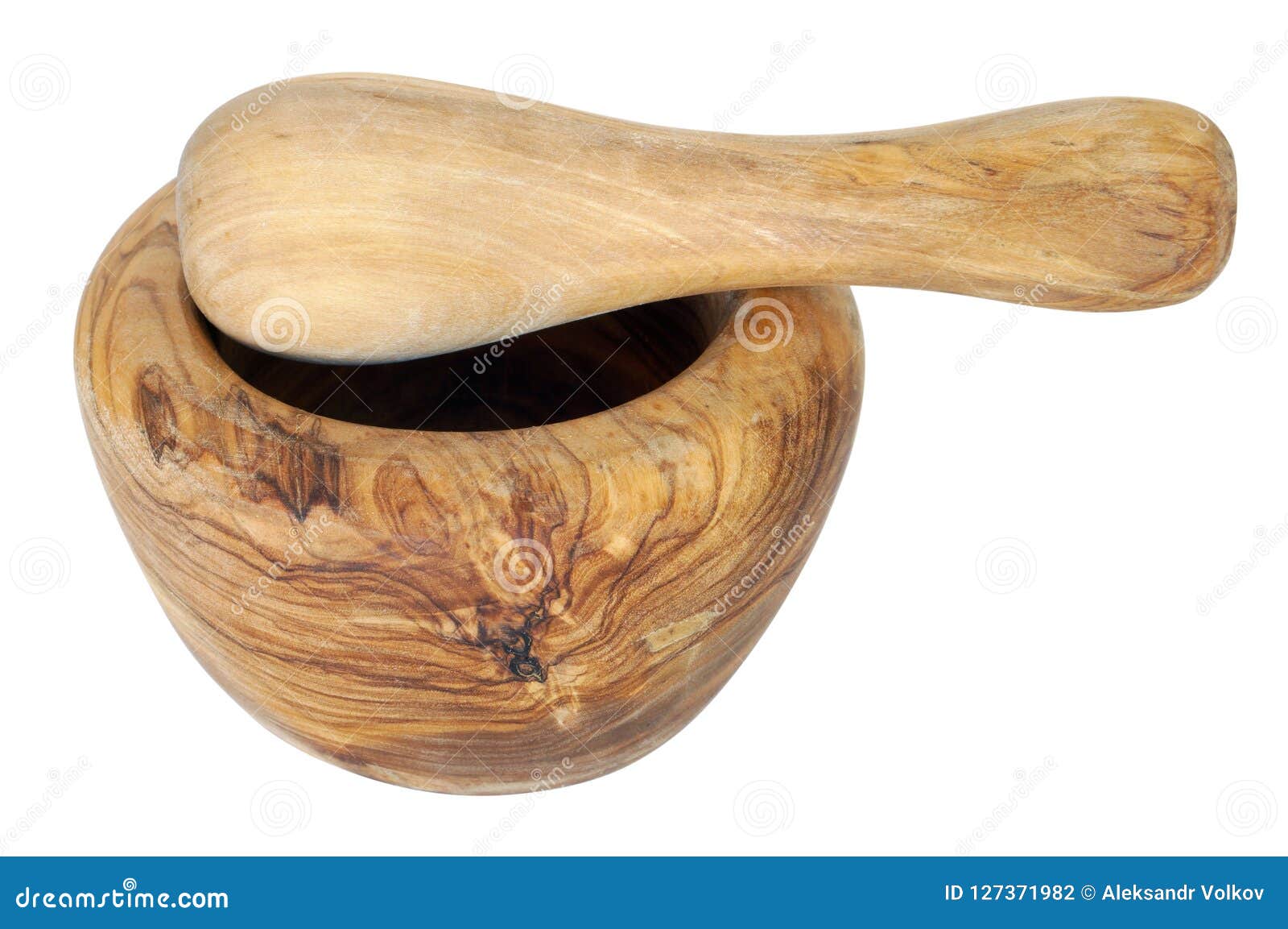 Kitchen Mortar and Pestle are Made from Solid Walnut Wood. Isolated on ...