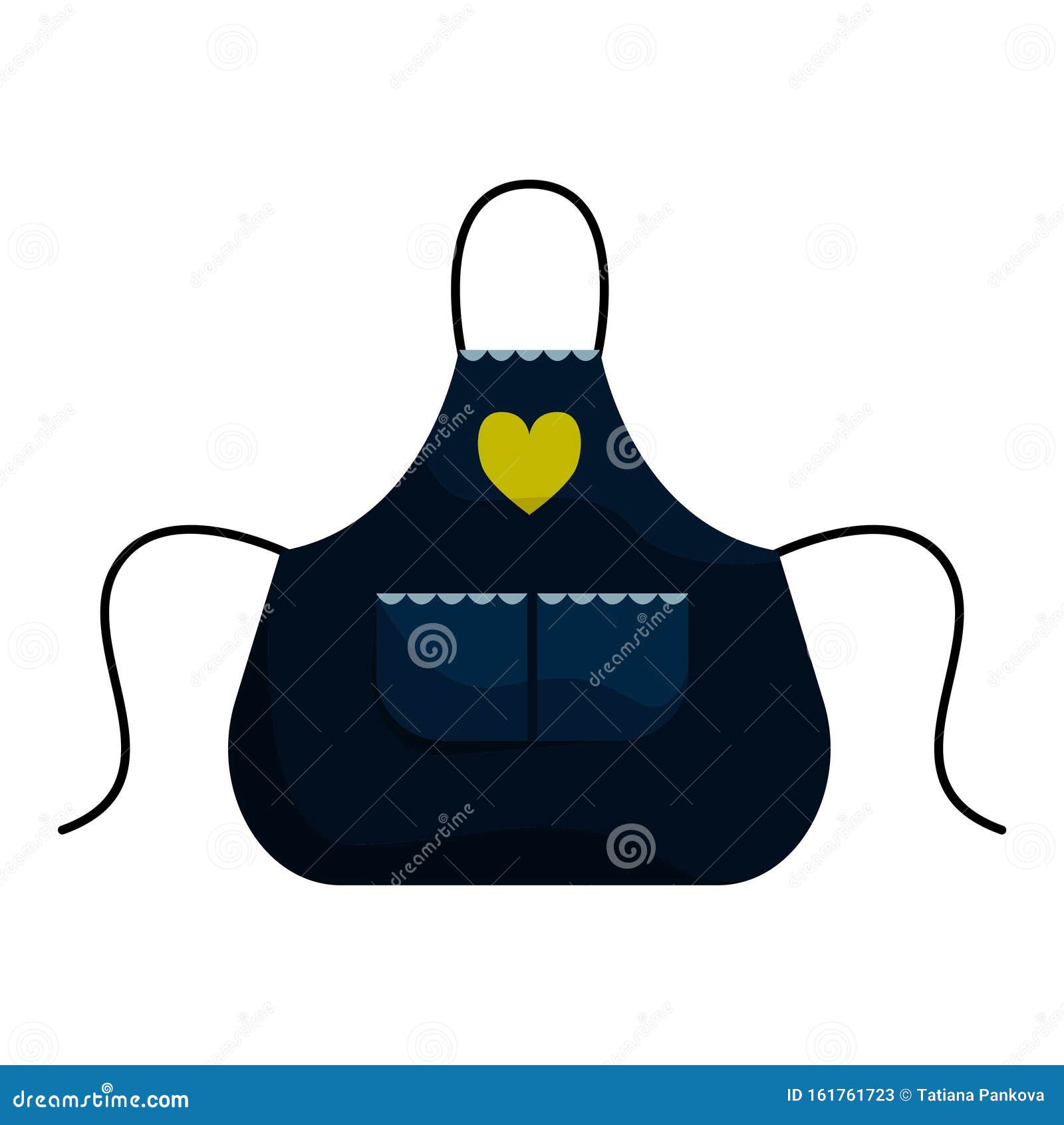 Kitchen Navy Blue Apron with Patch Pocket. Isolated Flat Vector ...