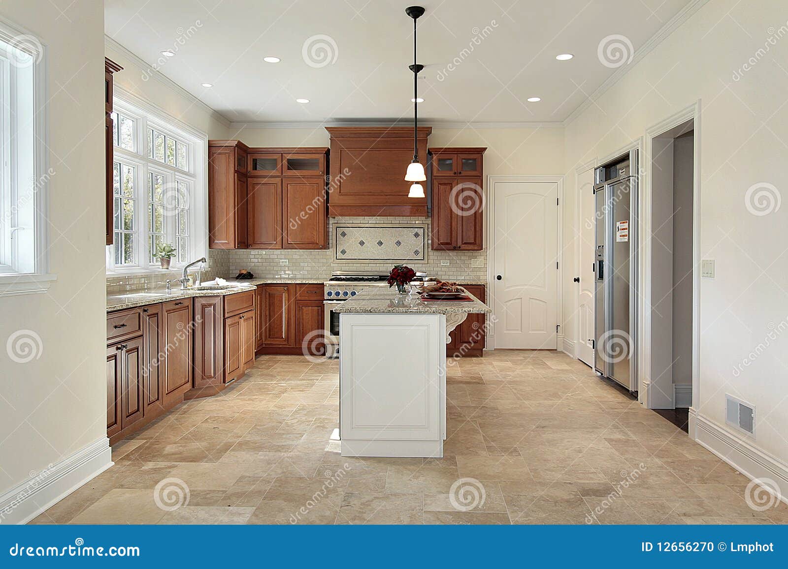 Kitchen in New Construction Home Stock Photo - Image of furniture ...
