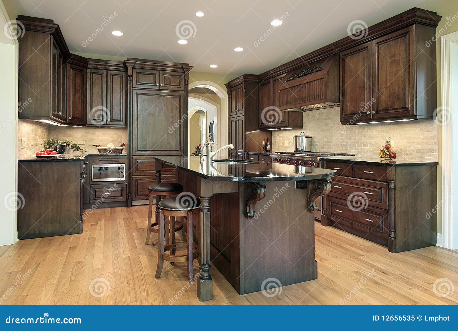 Kitchen in New Construction Home Stock Image - Image of kitchen, dining ...