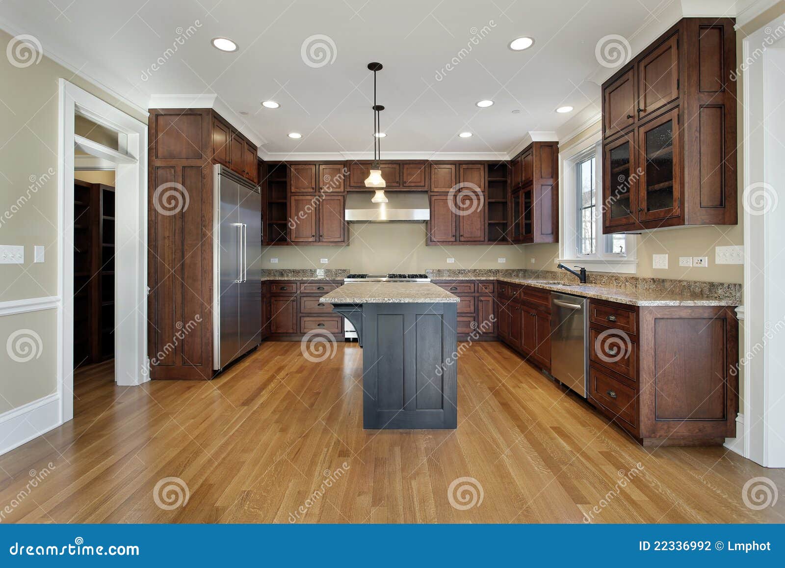Kitchen in New Construction Home Stock Photo - Image of marble, house ...