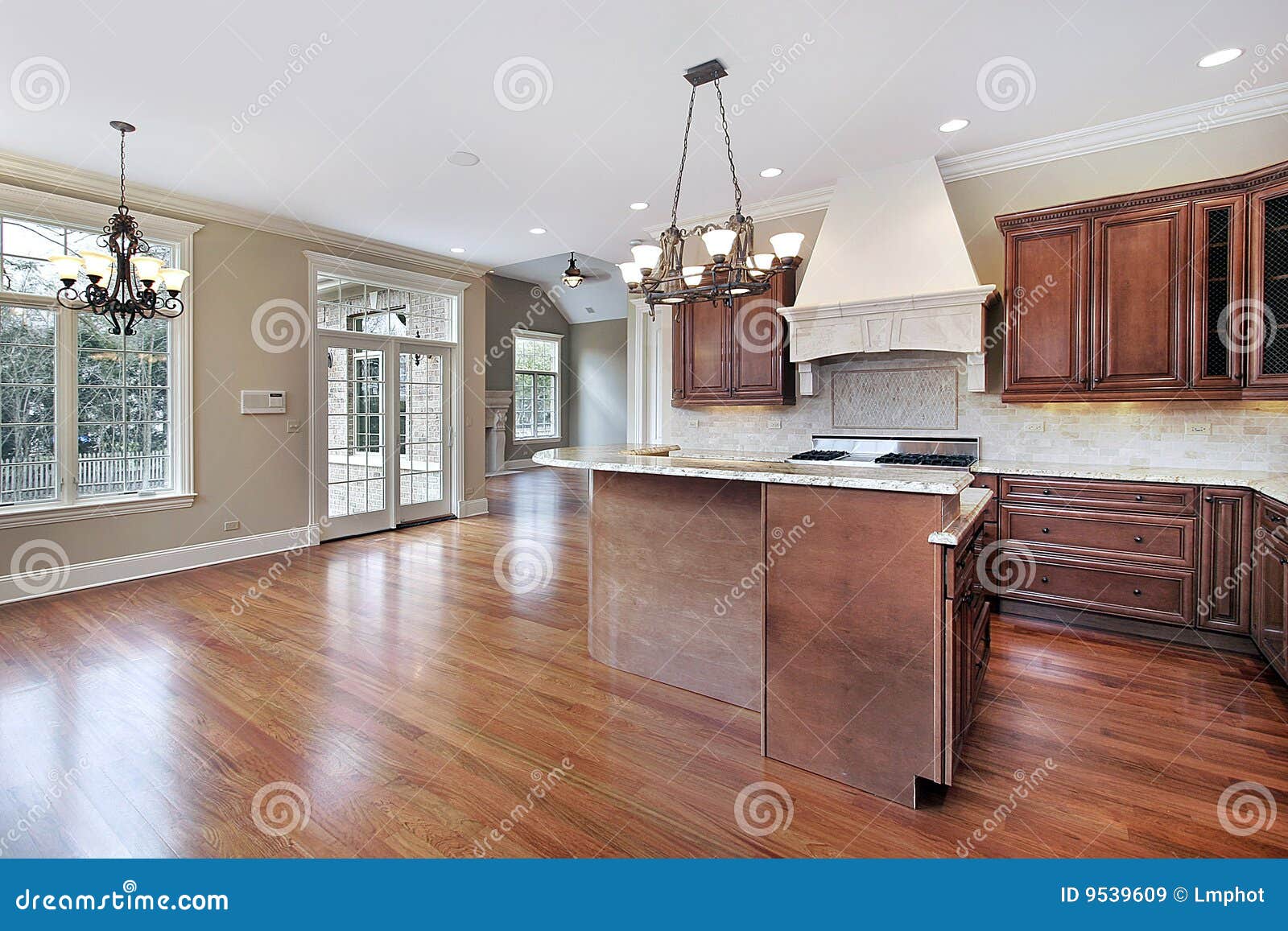 Kitchen in New Construction Home Stock Image - Image of family, meal ...