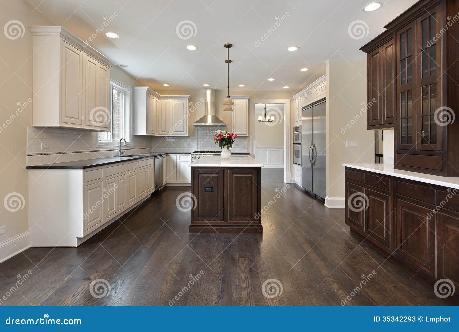 Kitchen in New Construction Home Stock Image - Image of granite ...