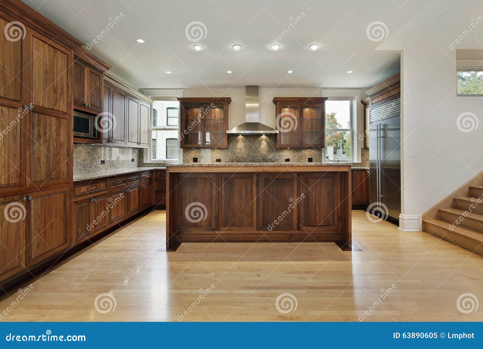 Kitchen in New Construction Home Stock Image - Image of modern, house ...