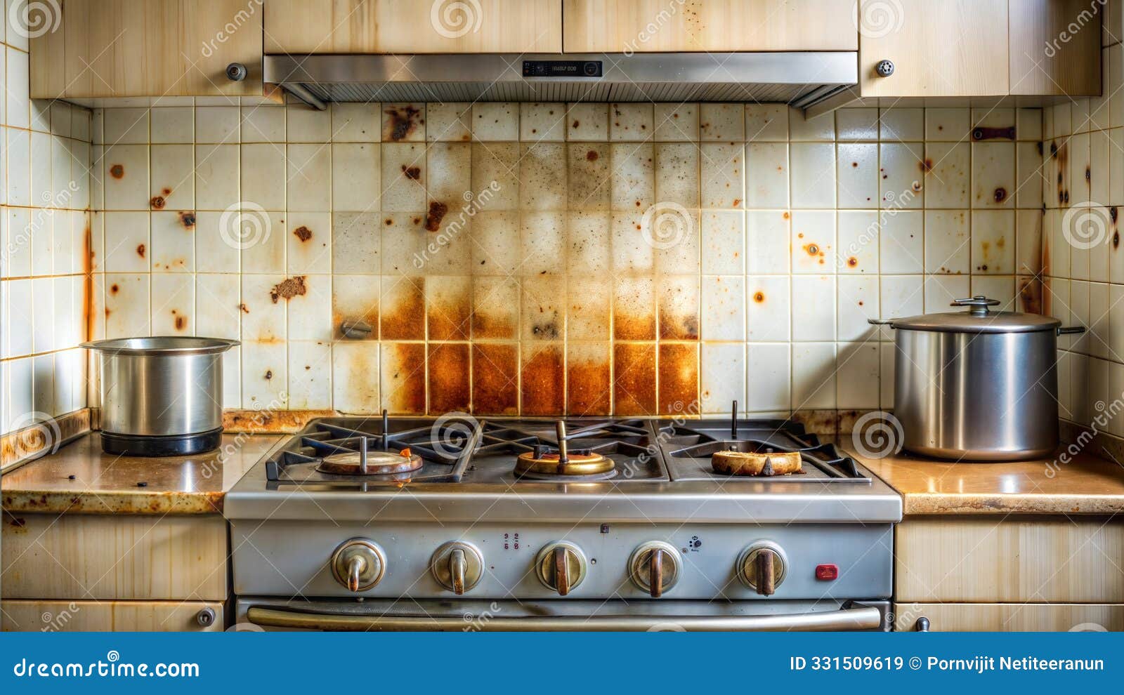 Grease-Stained Reality of a Neglected Kitchen Stock Image - Image of ...