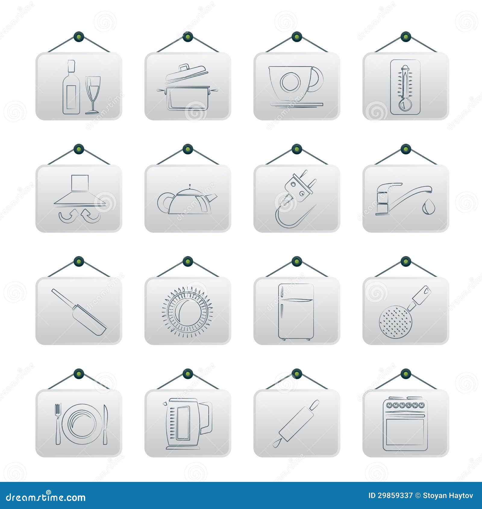 Kitchen Objects and Accessories Icons Stock Vector - Illustration of ...