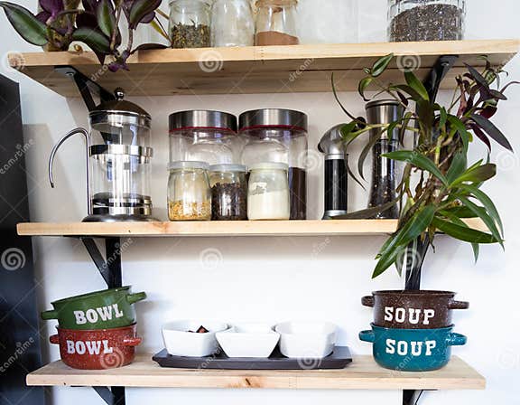 Kitchen Ornaments and Condiments with Plants Stock Image - Image of ...