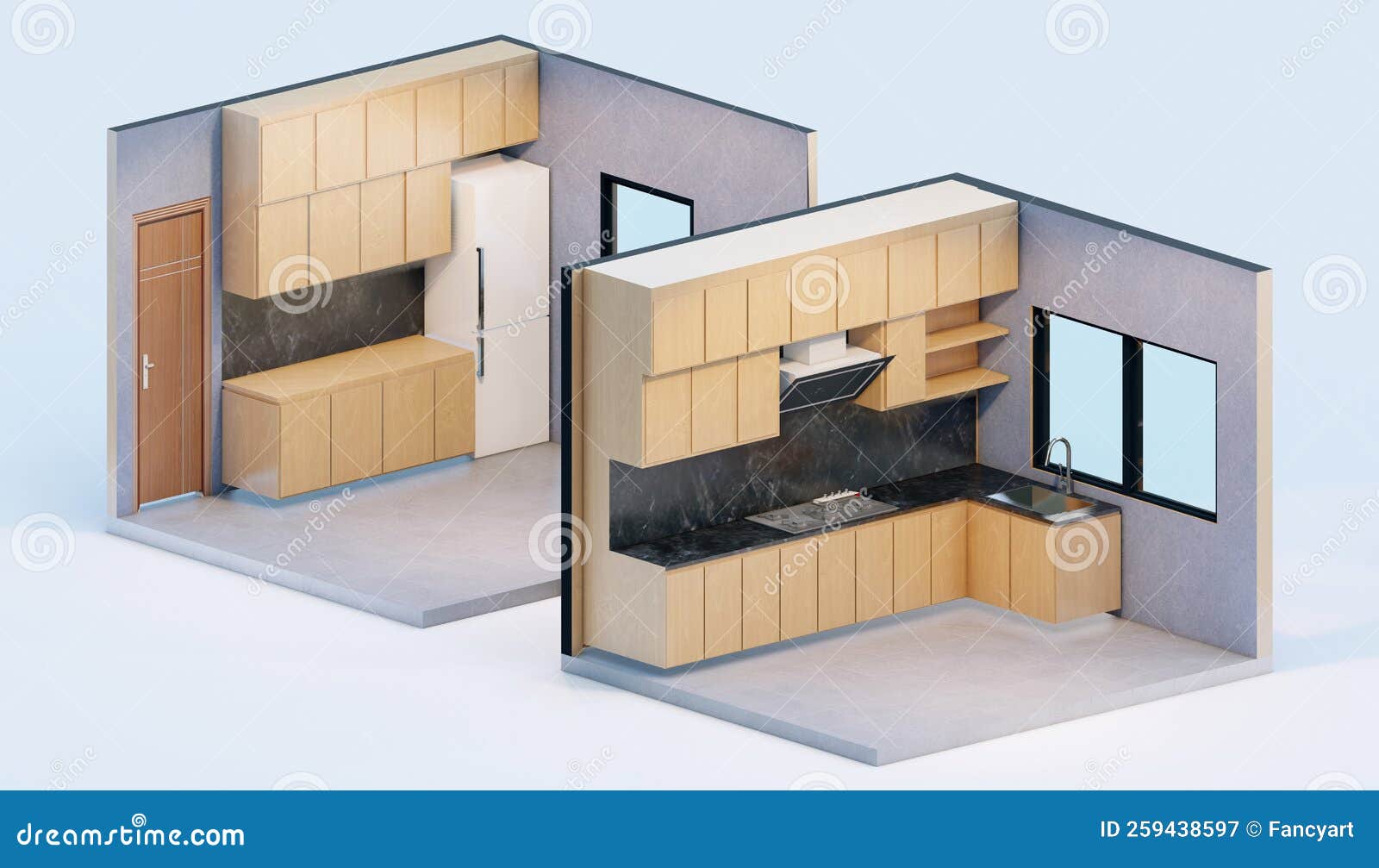 Kitchen Orthographic Cross Section Stock Illustration - Illustration of ...