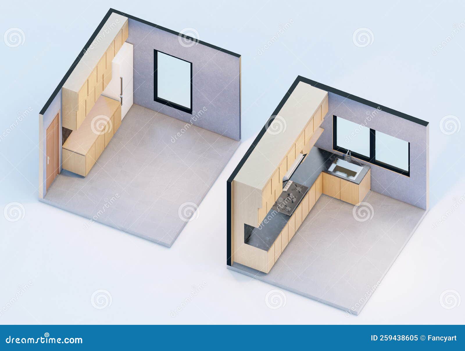 Kitchen Orthographic View Cross Section Stock Image - Image of luxury ...