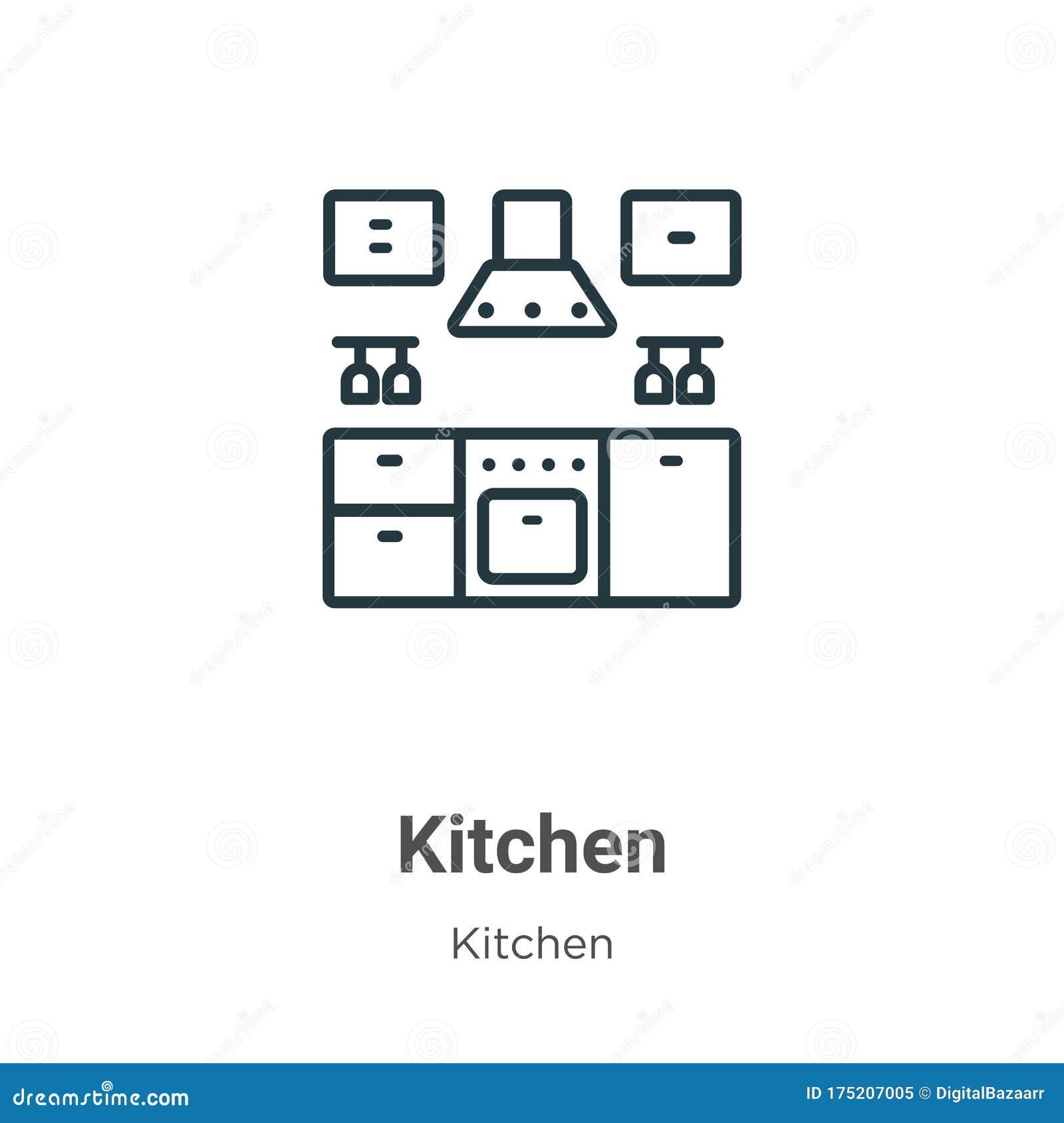 Kitchen Outline Vector Icon. Thin Line Black Kitchen Icon, Flat Vector ...