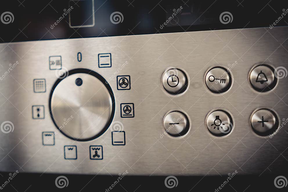 Kitchen Oven Stainless Steel Panel with Buttons and Knobs Stock Photo ...