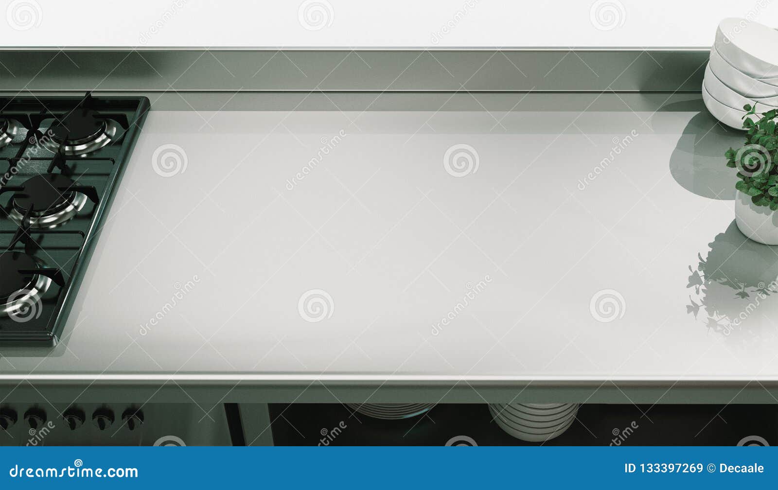 Kitchen Countertop, 3d Render Illustration Stock Illustration ...