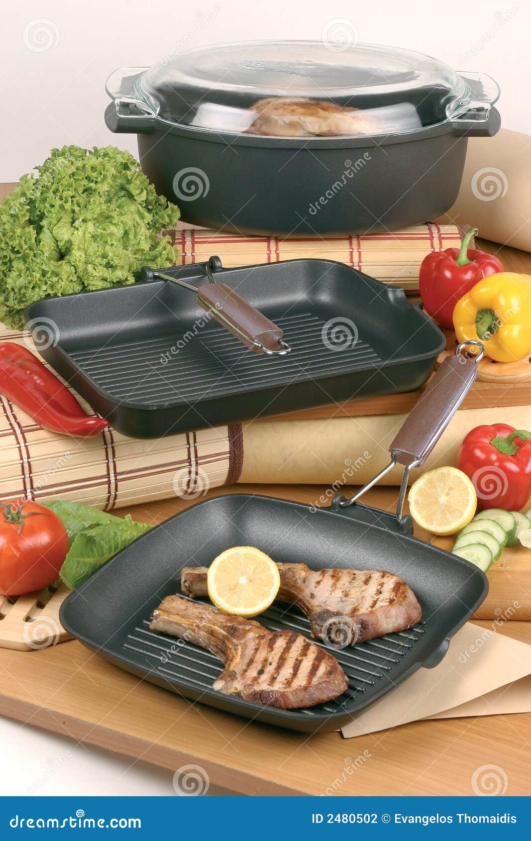 Kitchen pans stock photo. Image of commercial, tomato - 2480502