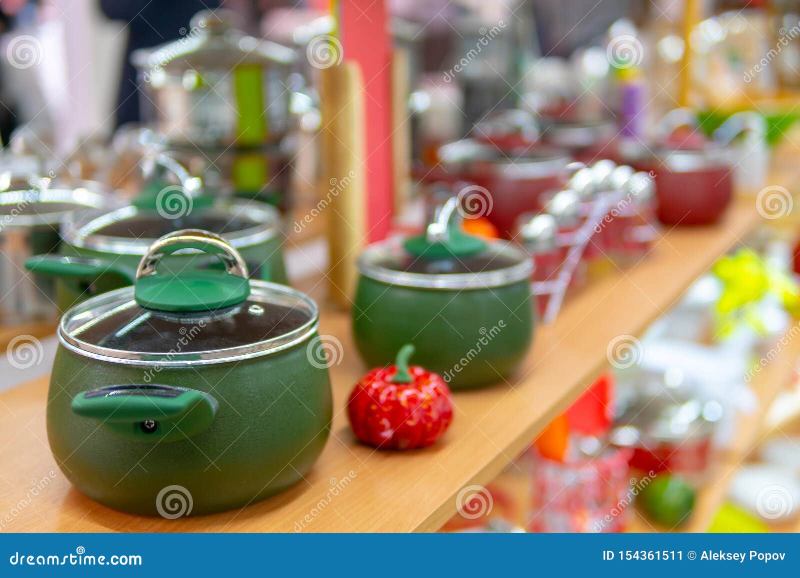 Kitchen Pans on the Shelf in the Store Stock Image - Image of sales ...