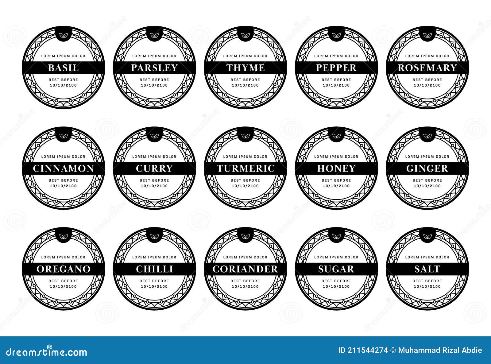 Kitchen Pantry Label Seasoning Sticker Set in Boho Bohemian Style Stock ...