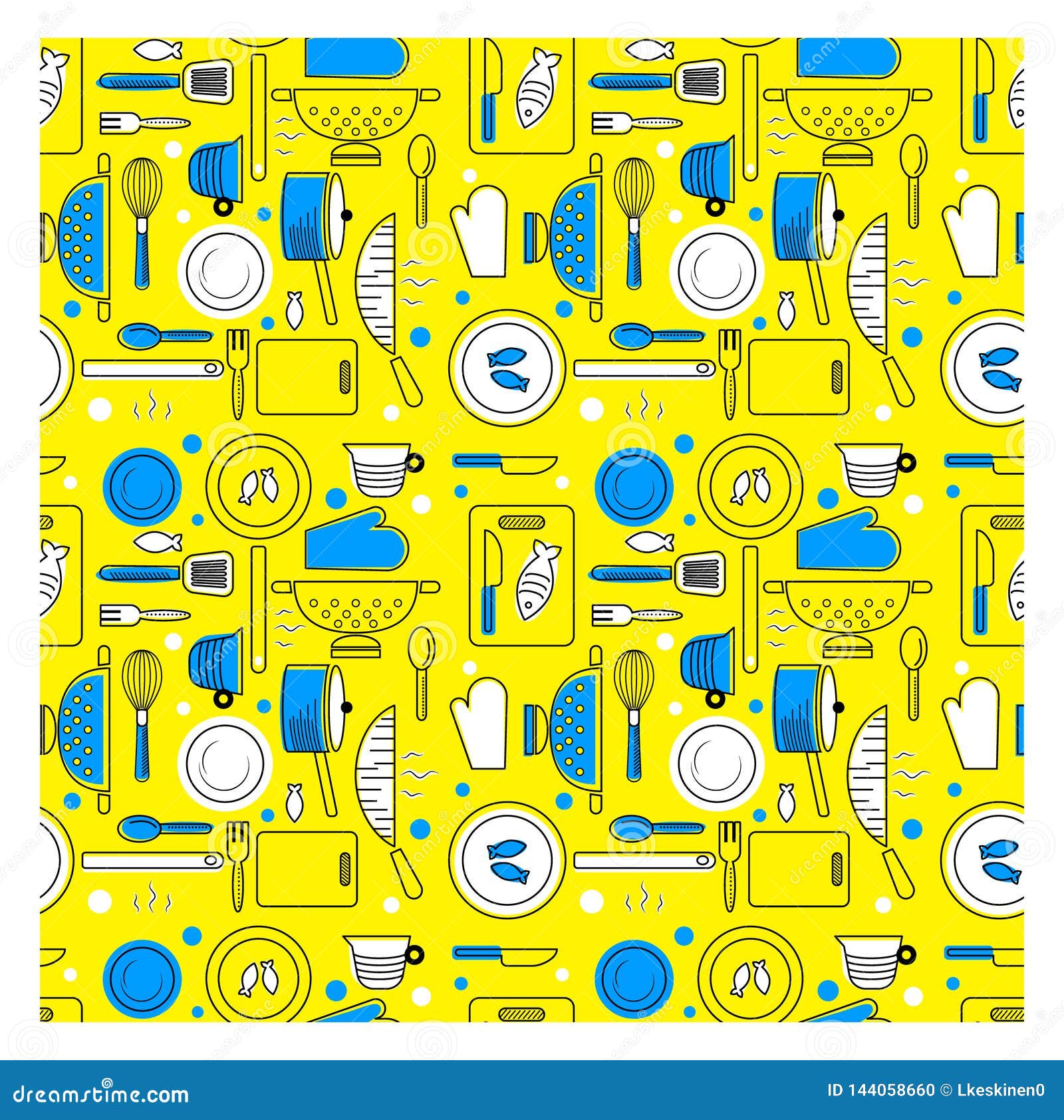 Kitchen Pattern Flat Illustration Stock Vector - Illustration of ...