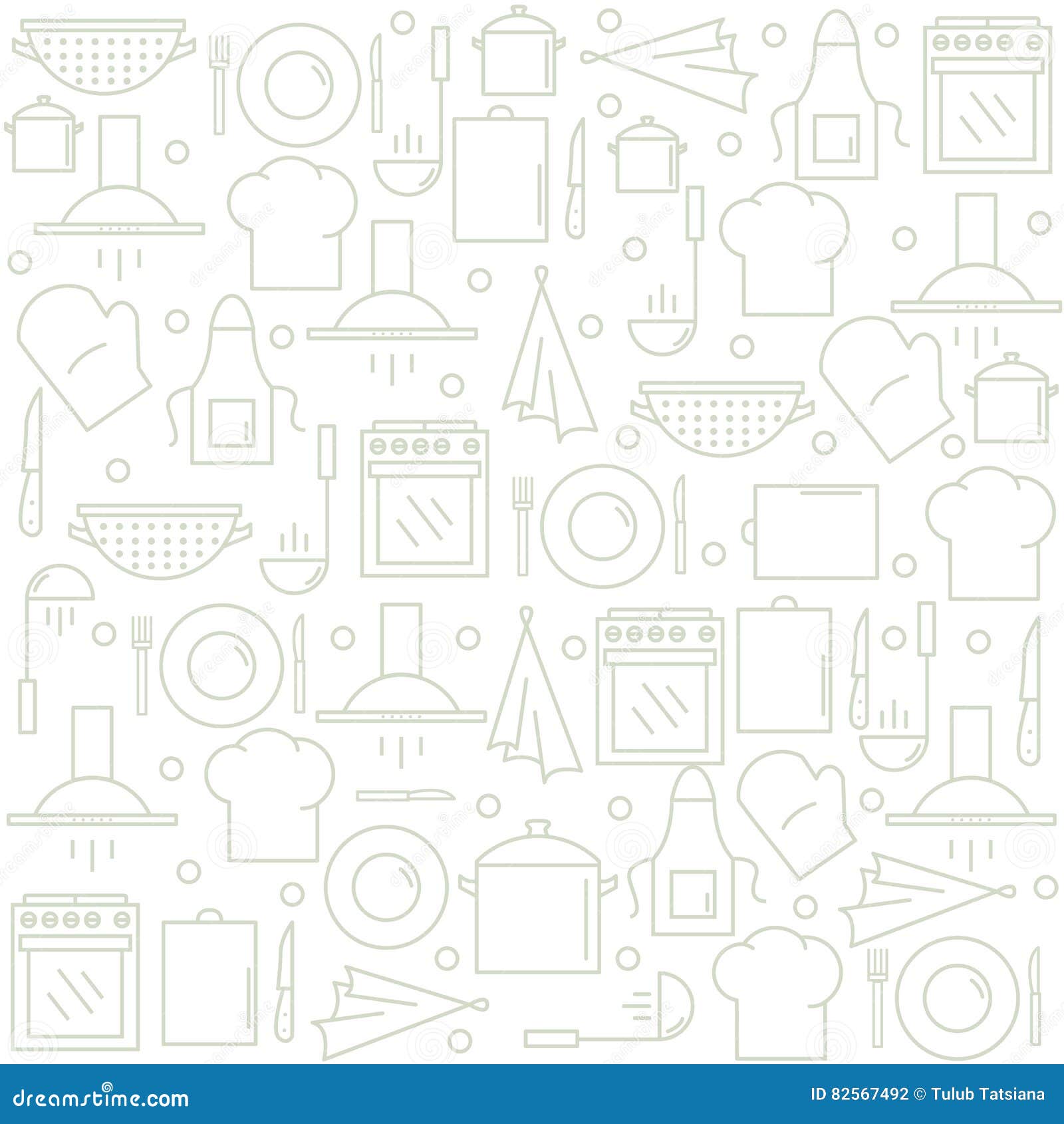 Kitchen Pattern in the Style of the Line. Kitchen Background Stock ...