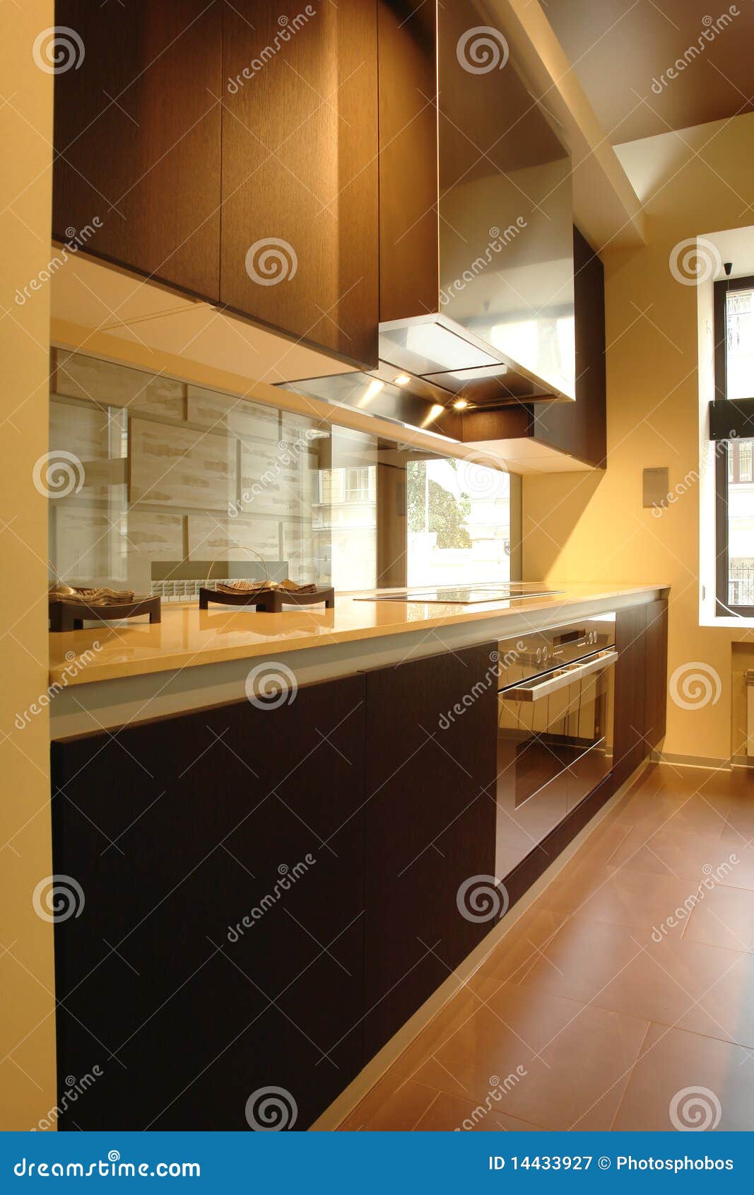 Kitchen in perspective stock image. Image of decor, glasses - 14433927