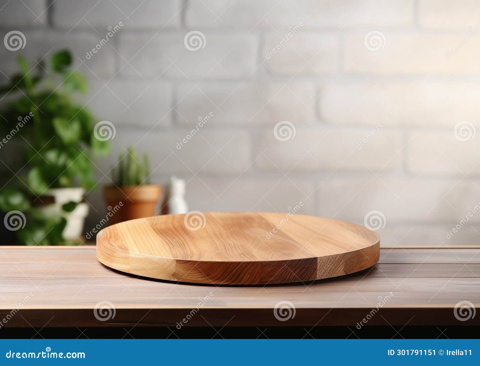 Kitchen Podium on Blurred Wall for Product Presentations. Empty Rustic ...