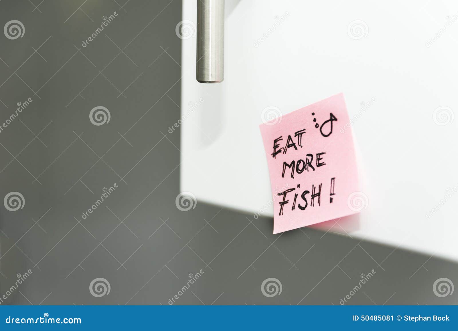 Kitchen, Post-it Note, Eat More Fish Stock Image - Image of note, memo ...